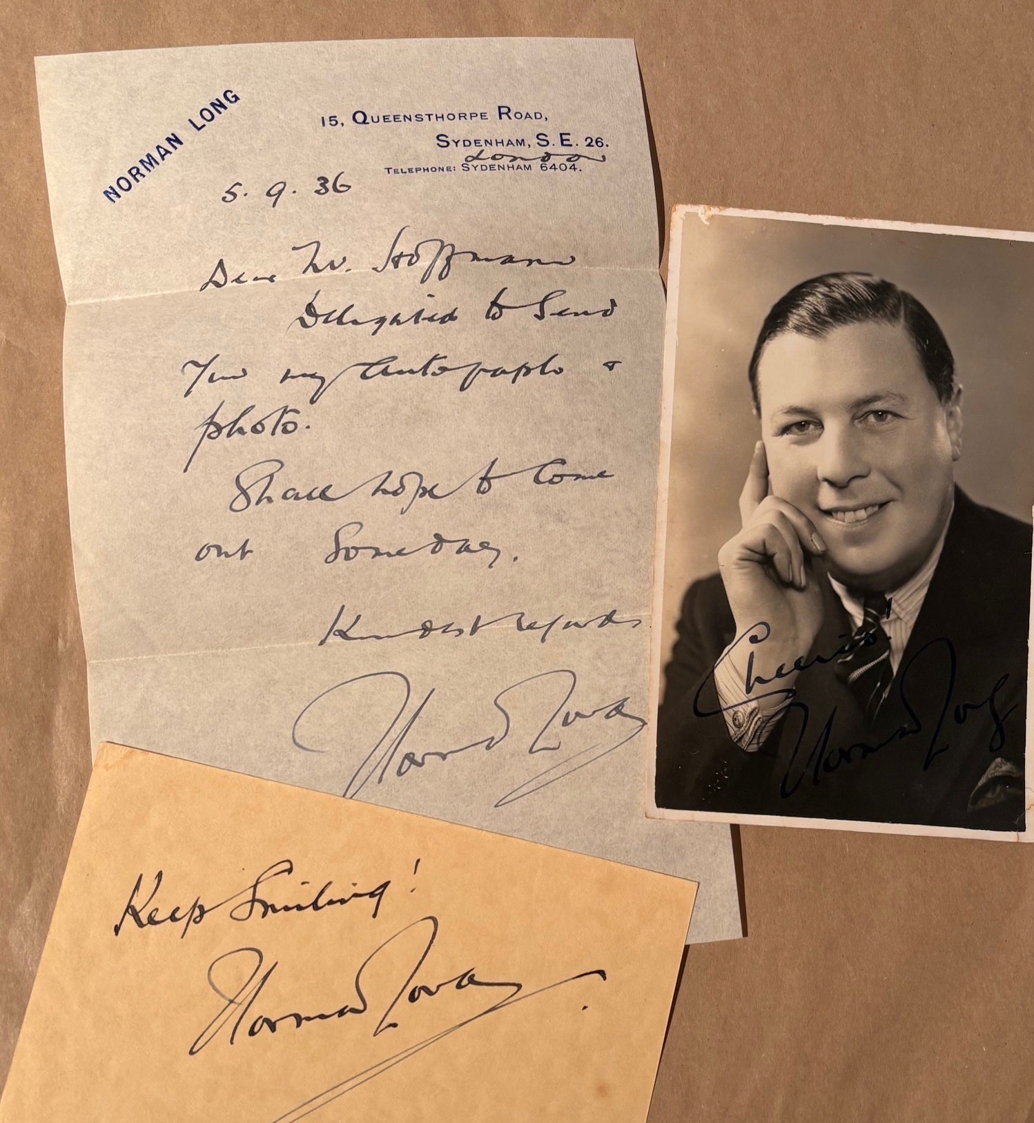 Signed hand-written letter | Norman Long